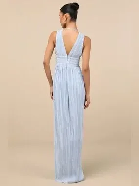 Lulus | Dresses | Lulus Melitta Light Blue Plisse Sash Maxi Dress ...